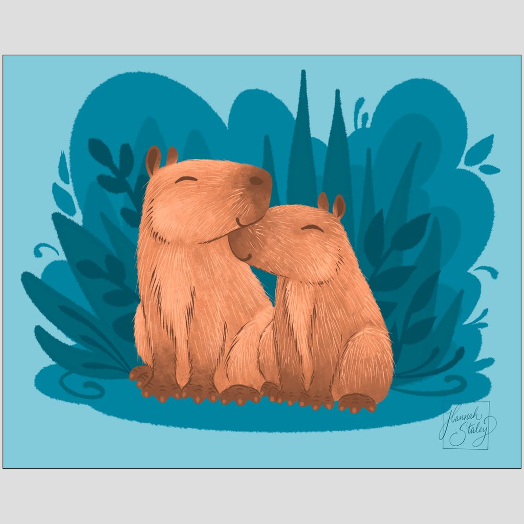 Print - Capybara Love – HappyGo! by Hannah Illustration